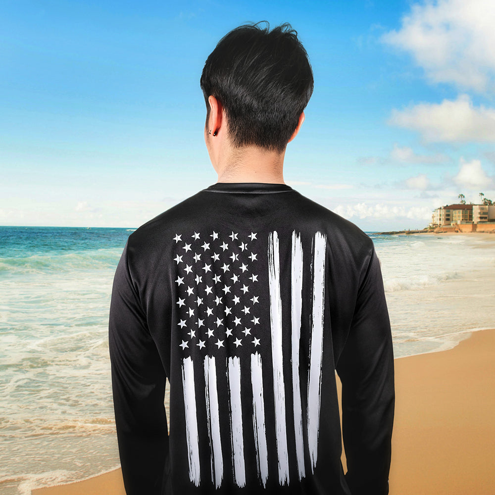GOT® UPF 50 Sun UV Protection USA American Flag - Black Shirt – GOT SPORTS
